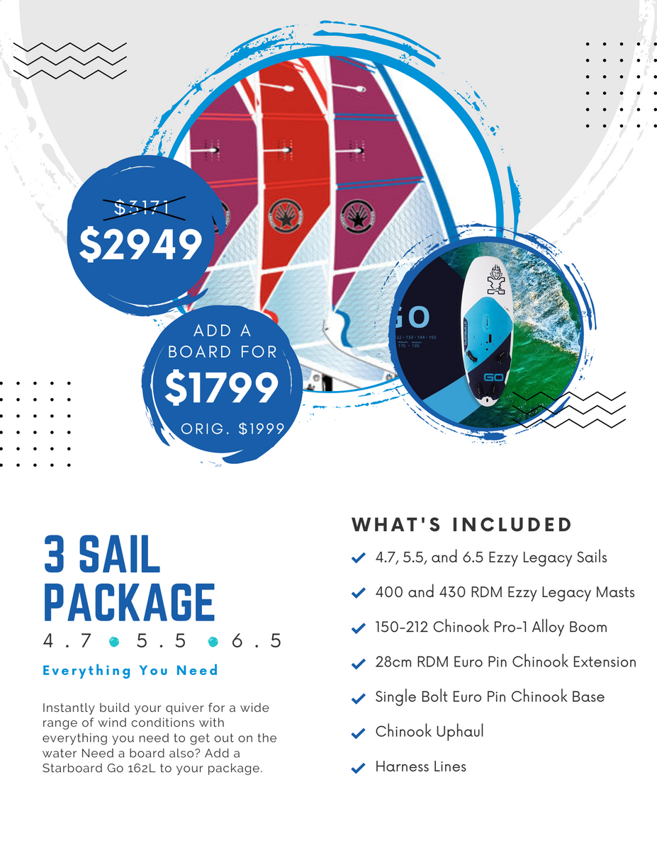 3 Sail Ezzy Legacy Package (Smaller) – OceanAir Sports